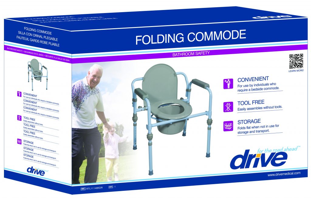 Folding Steel Commode, Retail | Bath Safety | BEK Medical